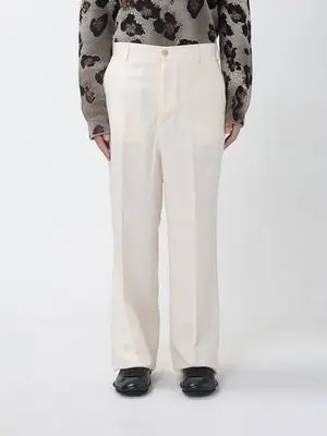 LANEUS Linen Blend Wide-leg Trousers - White