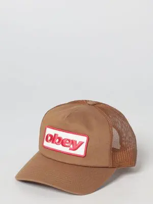 Obey Cotton And Mesh Nylon Hat With Logo - Brown