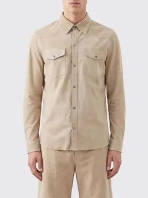 SALVATORE SANTORO Suede Leather Shirt Jacket With A Curved Hem