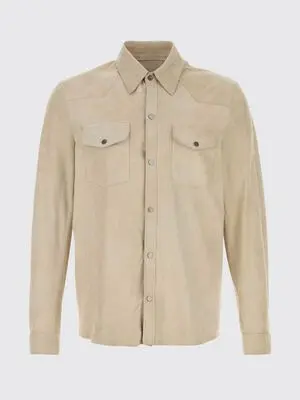 SALVATORE SANTORO Suede Leather Shirt Jacket With A Curved Hem