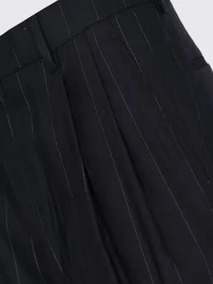 Tagliatore High-waisted Pinstriped Knee-length Tailored Shorts