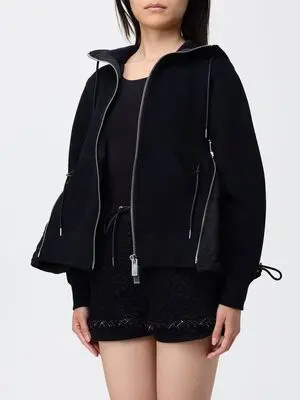 Sacai Zip-up Hoodie With Contrasting Panels - Black