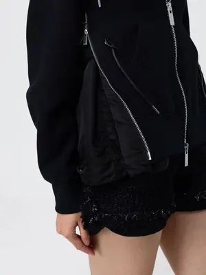 Sacai Zip-up Hoodie With Contrasting Panels - Black