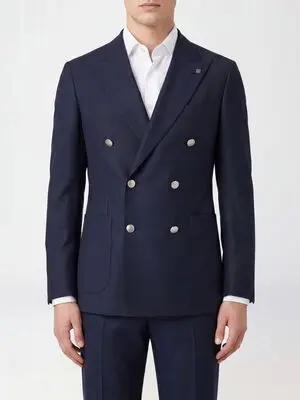 Tagliatore Double-breasted Blazer In Pure Virgin Wool With Peak Lapels - Blue