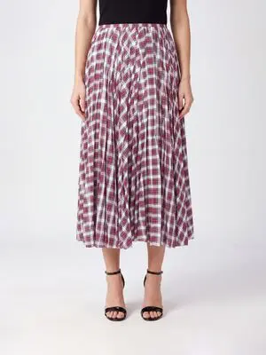 N° 21 Pleated Plaid Midi Skirt