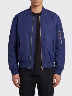 Balmain Nylon Bomber Jacket With Zip Closure And Patch Pockets - Blue
