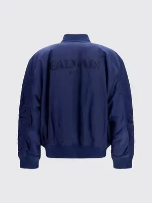 Balmain Nylon Bomber Jacket With Zip Closure And Patch Pockets