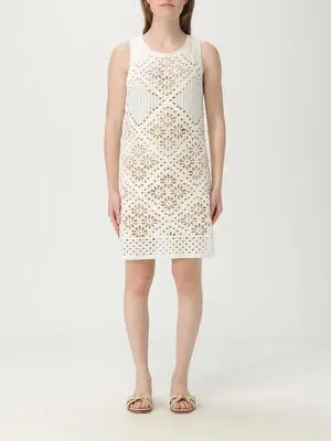 TWINSET Crocheted Mini Dress With Geometric And Floral Motifs - Ice
