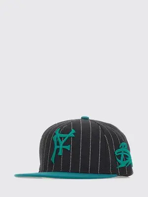 PDF Twill Cotton Hat With Embroidered Stripes - Blue