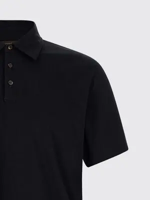 ZANONE Cotton And Silk Polo Shirt - Navy