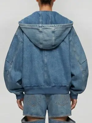 Attico Denim Bomber Jacket With Hood