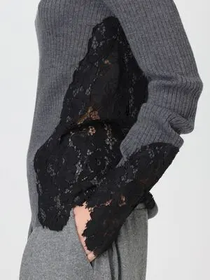 Pinko Lace-trimmed Ribbed Knit Jumper