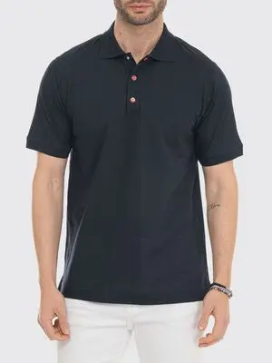 Kiton Short-sleeved Polo Shirt In 100% Cotton With A Classic Collar - Blue