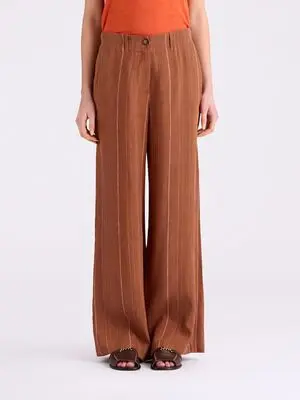Momoni Linen Blend Palazzo Trousers - Earth