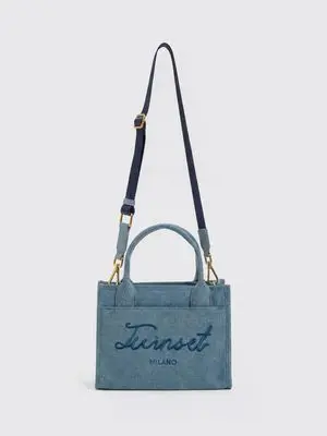 TWINSET Cow Print Cotton Canvas Bag - Gnawed Blue