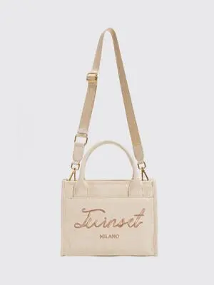 TWINSET Cow Print Cotton Canvas Bag - Sand