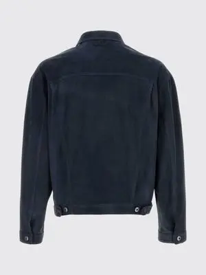 SALVATORE SANTORO Suede Leather Shirt Jacket With Metal Buttons