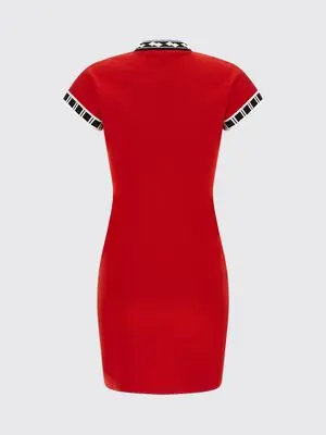 Versace Slim Fit Cotton Sheath Mini Dress With Contrast Trims