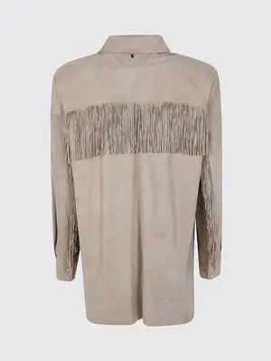 SALVATORE SANTORO Suede Shirt With Fringe Detail