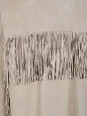 SALVATORE SANTORO Suede Shirt With Fringe Detail