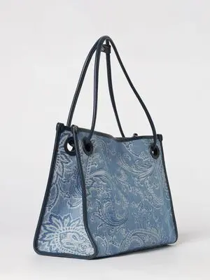 Etro Eyes Cotton Denim Bag With Paisley Jacquard - Gnawed Blue