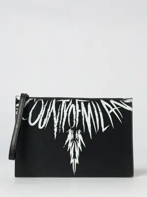 COUNTY OF MILAN Faux Leather Clutch With Printed Logo - Black