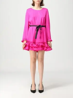 TWINSET Dress With Ruffled Hem And Belt - Fuchsia