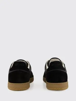 Balmain Swan Low-top Suede And Leather Sneakers With Pb Monogram - Black