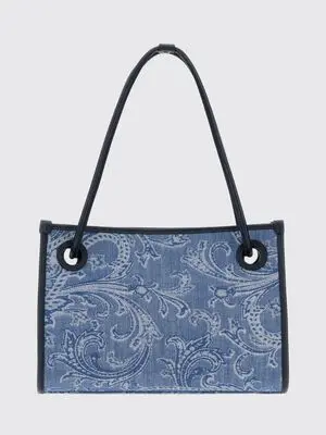 Etro Eyes Cotton Bag With Paisley Jacquard - Gnawed Blue