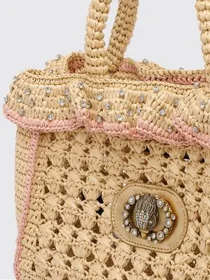 Kurt Geiger Crochet Raffia Bag With Rhinestone Embellishments