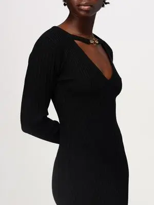 Just Cavalli Ribbed Knit Midi Dress With Cut-out Detail