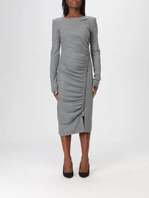 Pinko Long Sleeve Ruched Midi Dress With Zip Detail