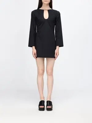 Liviana Conti Long-sleeved Crew Neck Sheath Mini Dress With A Slim Fit - Black