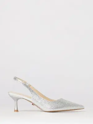TWENTY FOURHAITCH Phuket Satin Slingbacks With Rhinestones - Silver