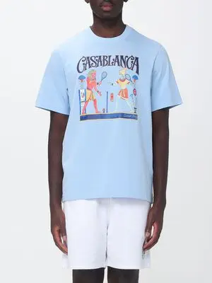 Casablanca Organic Cotton Crew Neck T-shirt With Logo Print - Blue