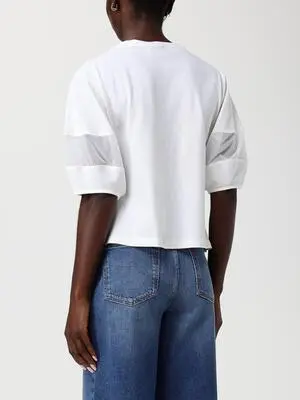 Emporio Armani Cotton T-shirt With Puff Sleeves - White