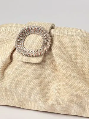 TWENTY FOURHAITCH Bakios Raffia Clutch With Embellished Buckle - Natural