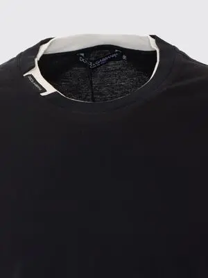 Dolce & Gabbana Contrast Logo And Trim Cotton T-shirt - Blue
