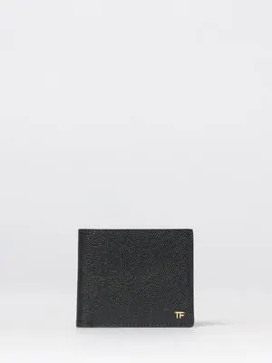 TOM FORD Grained Calfskin Bifold Wallet With Monogram Logo - Black