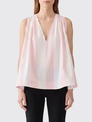 Jacquemus Norma Striped Off-the-shoulder Cotton Top With V-neck - Pink