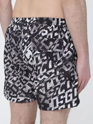 Gcds Nylon Swimsuit With All-over Logo - Black
