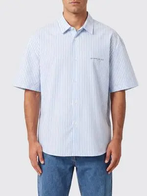 IH NOM UH NIT Striped Cotton Blend Casual Shirt - Blue