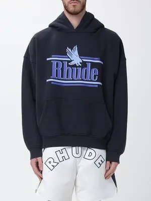 Rhude Cotton Hoodie With Logo - Black