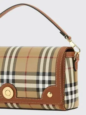 Burberry Small Note Handbag In Vintage Check Canvas And Leather - Brown