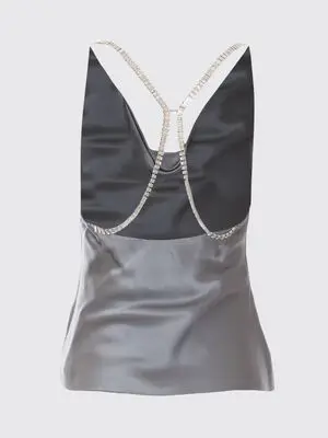 Patrizia Pepe Silk Top With Rhinestones - Grey