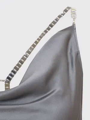 Patrizia Pepe Silk Top With Rhinestones - Grey