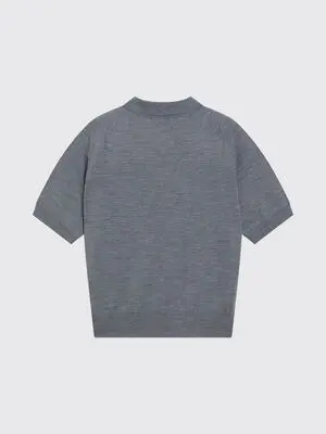 AMI Paris Knitted Wool Polo Shirt - Grey
