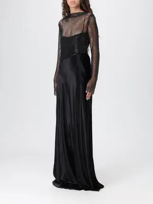 Alberta Ferretti Embellished Mesh And Velvet Maxi Dress