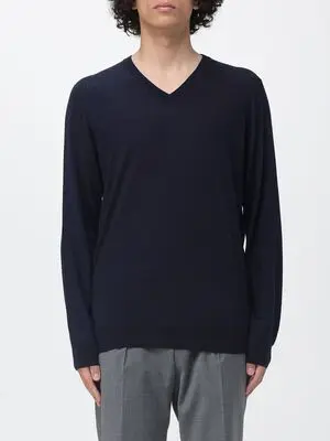 DRUMOHR Basic V-neck Merino Wool Sweater - Blue