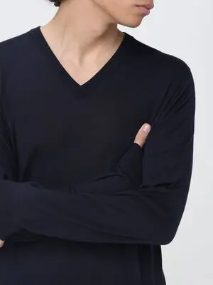 DRUMOHR Basic V-neck Merino Wool Sweater - Blue